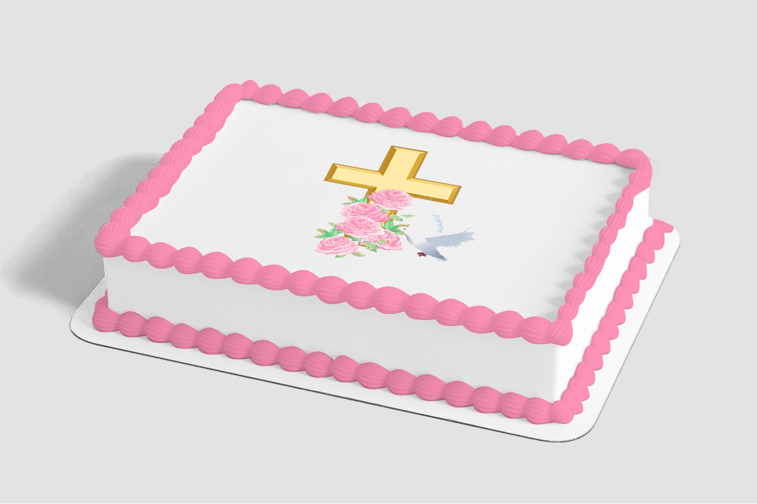 Cross with Flowers Edible Image® by PhotoCake® – Kern Bakery INC